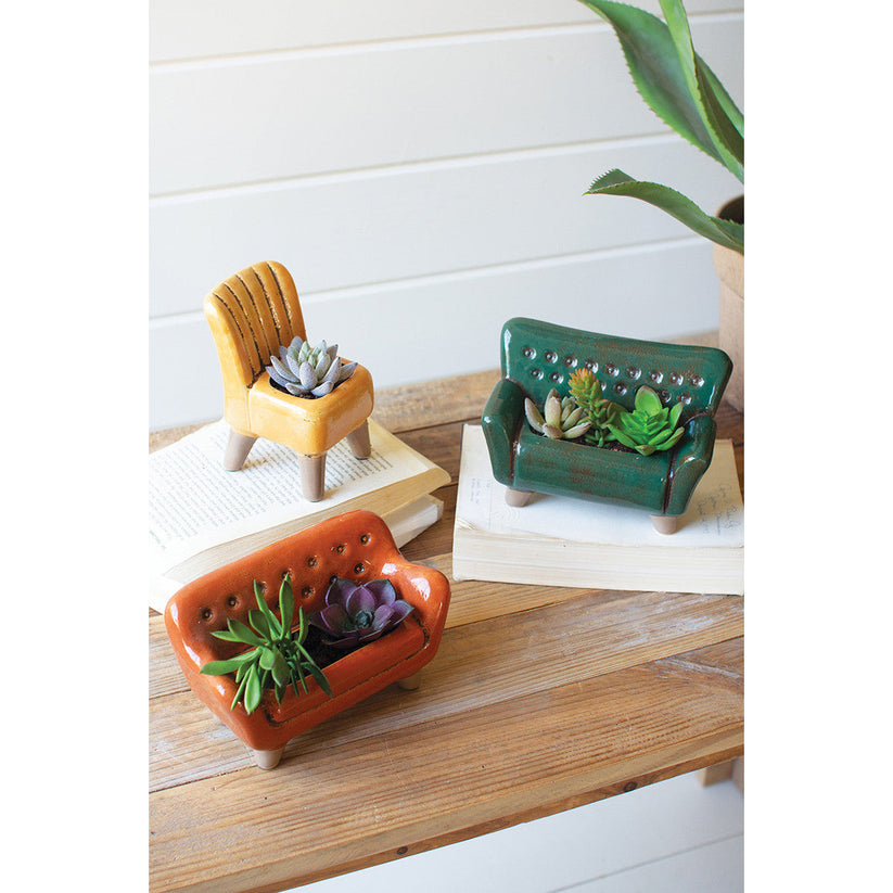Set of 3 Ceramic Sofa and Chair Planters– Chapin Furniture